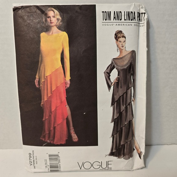 Other | Vogue Designer Pattern V2799 Uncut Sewing Pattern Formal Maxi ...